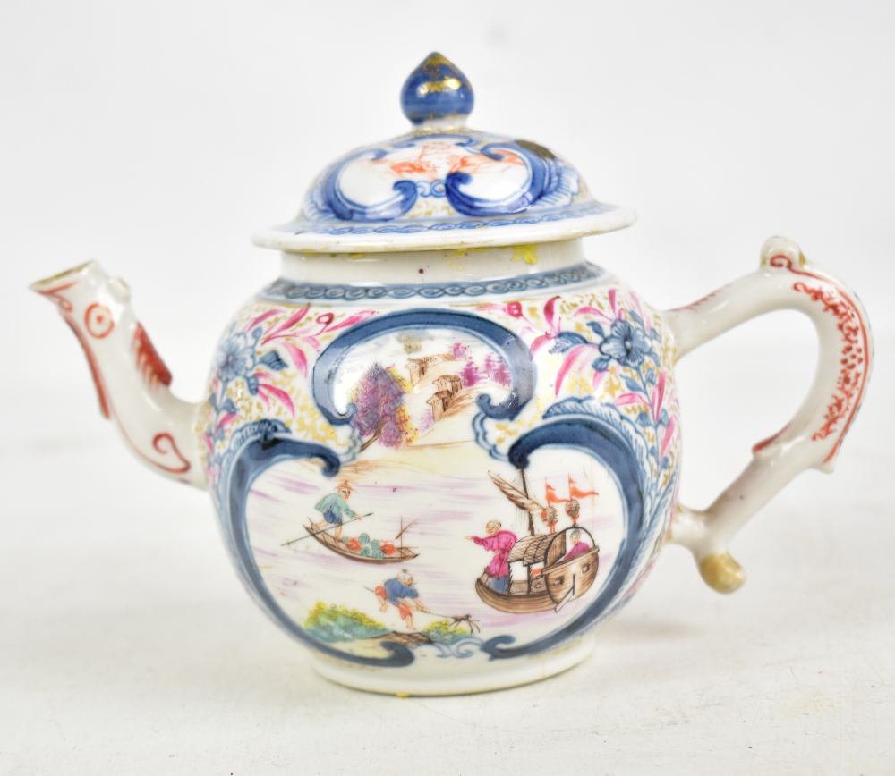 Two 18th century Chinese porcelain teapots, the first example painted ...