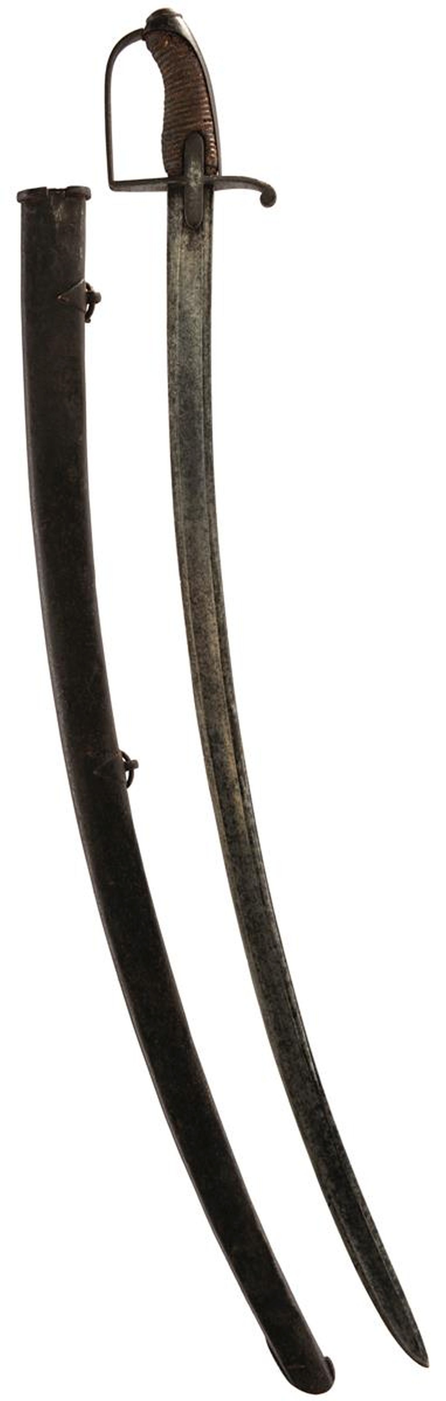 A 1788 PATTERN CAVALRY TROOPER'S SWORD, 90.5cm curved fullered blade ...
