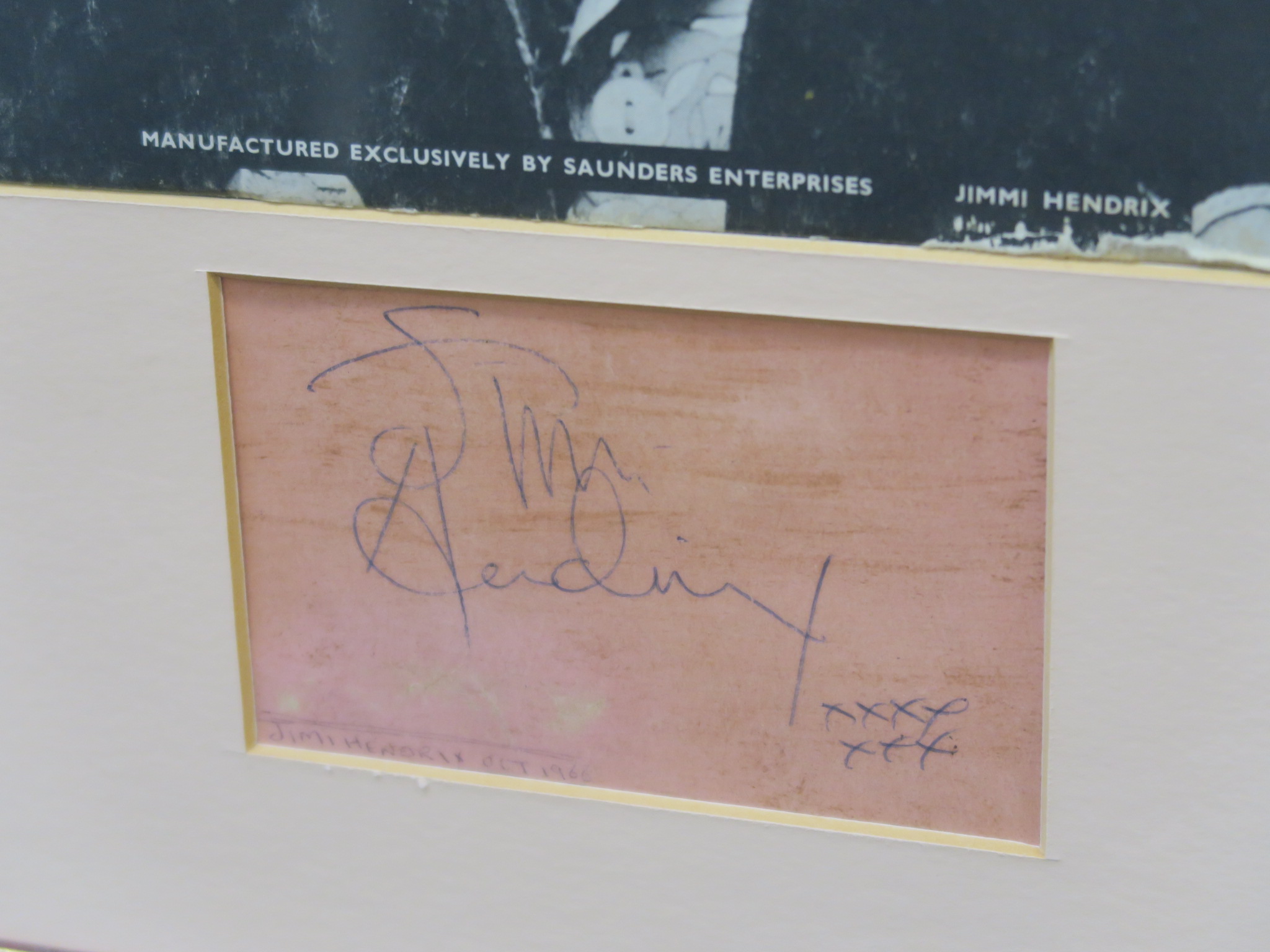 Jimi Hendrix signature dated Oct 1966 signed on pink autograph paper ...