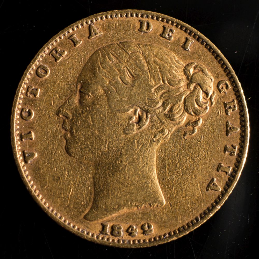 A Victorian sovereign, 1842:.