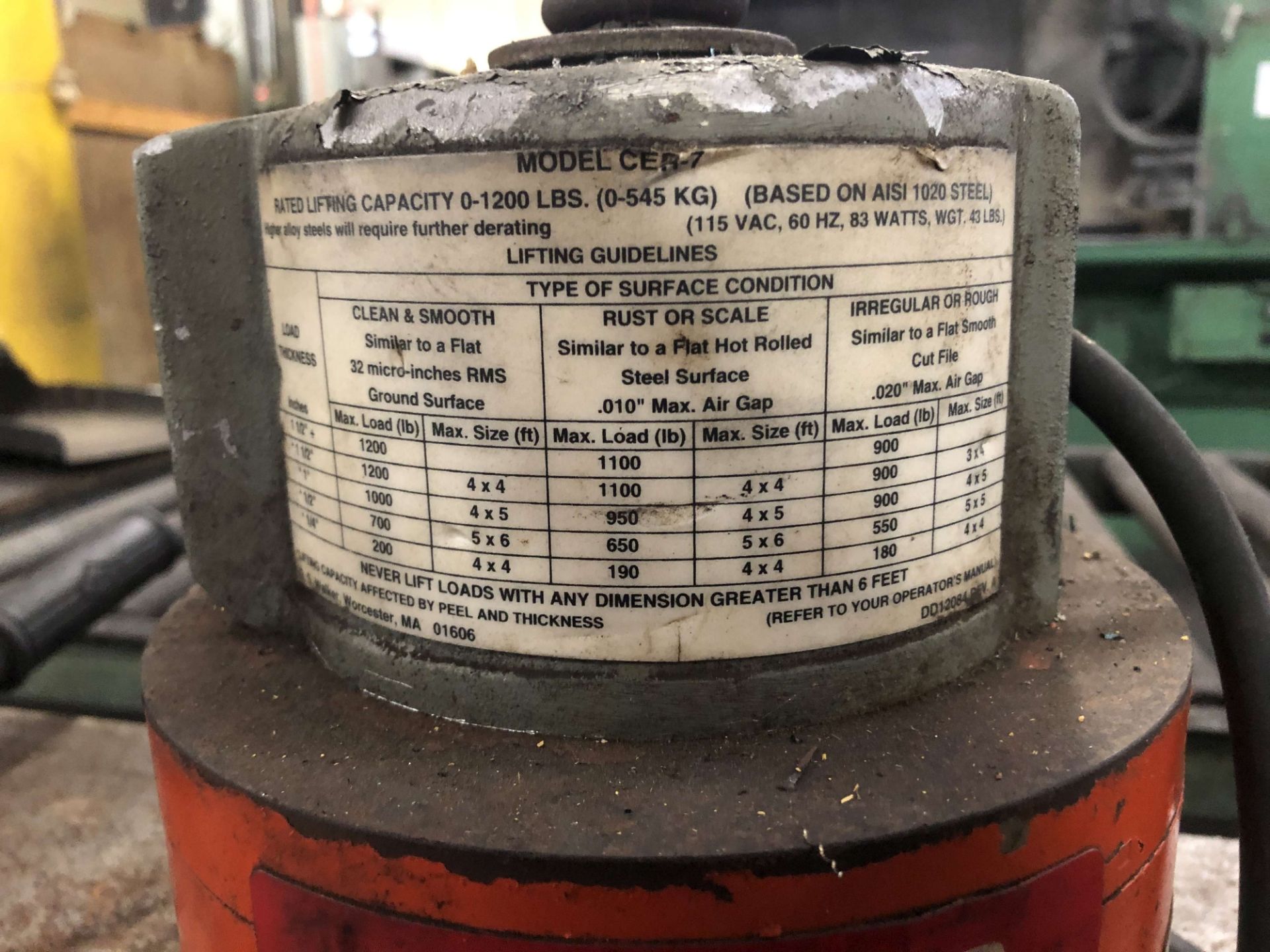 OS Walker CER-7 Circular Electric Lift Magnet, Rated Lift Capacity: 0 ...