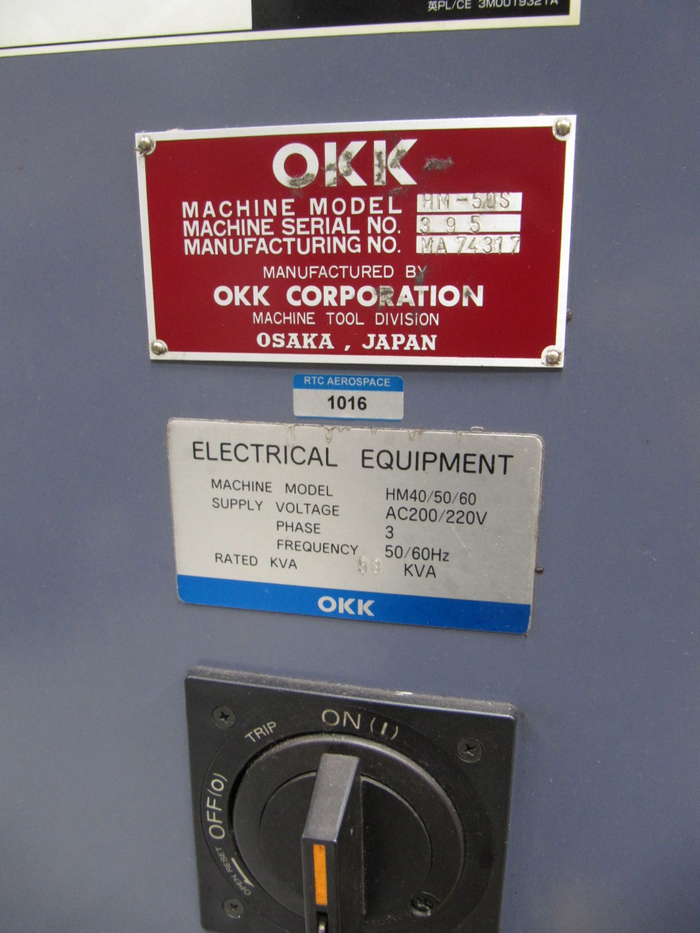 OKK HM-50S 4-Axis 2-Pallet CNC Horizontral Machining Center s/n 395 w ...