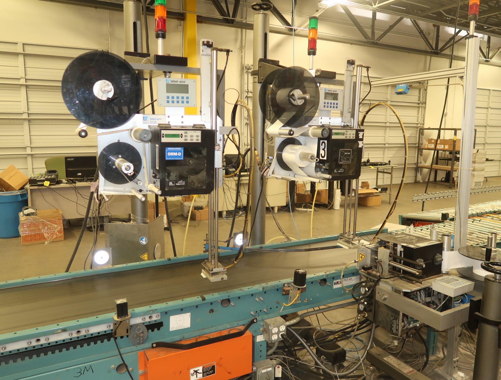 L1F LINE/SHIPPING/LABELING LINE COMPLETE: (2) LABEL-AIRE 3138N TB RH 18 ...