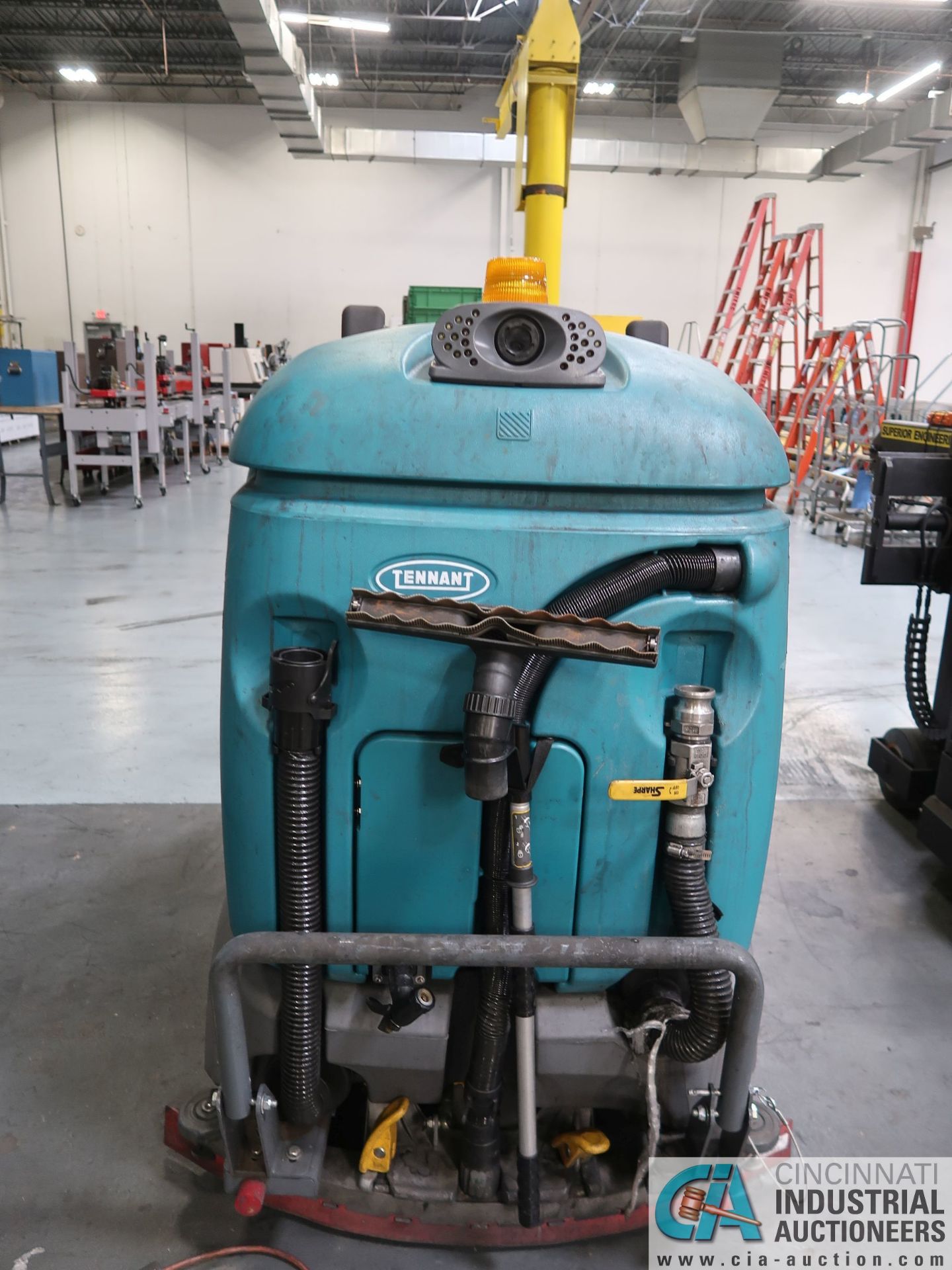 TENNANT MODEL T12 ELECTRIC RIDE-ON-FLOOR SCRUBBER; S/N 10775375, 224 ...