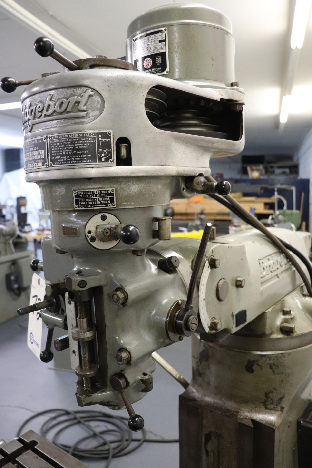 Bridgeport J-Head milling machine w/ VFD 9" x 42" table, wired 220v/1ph ...
