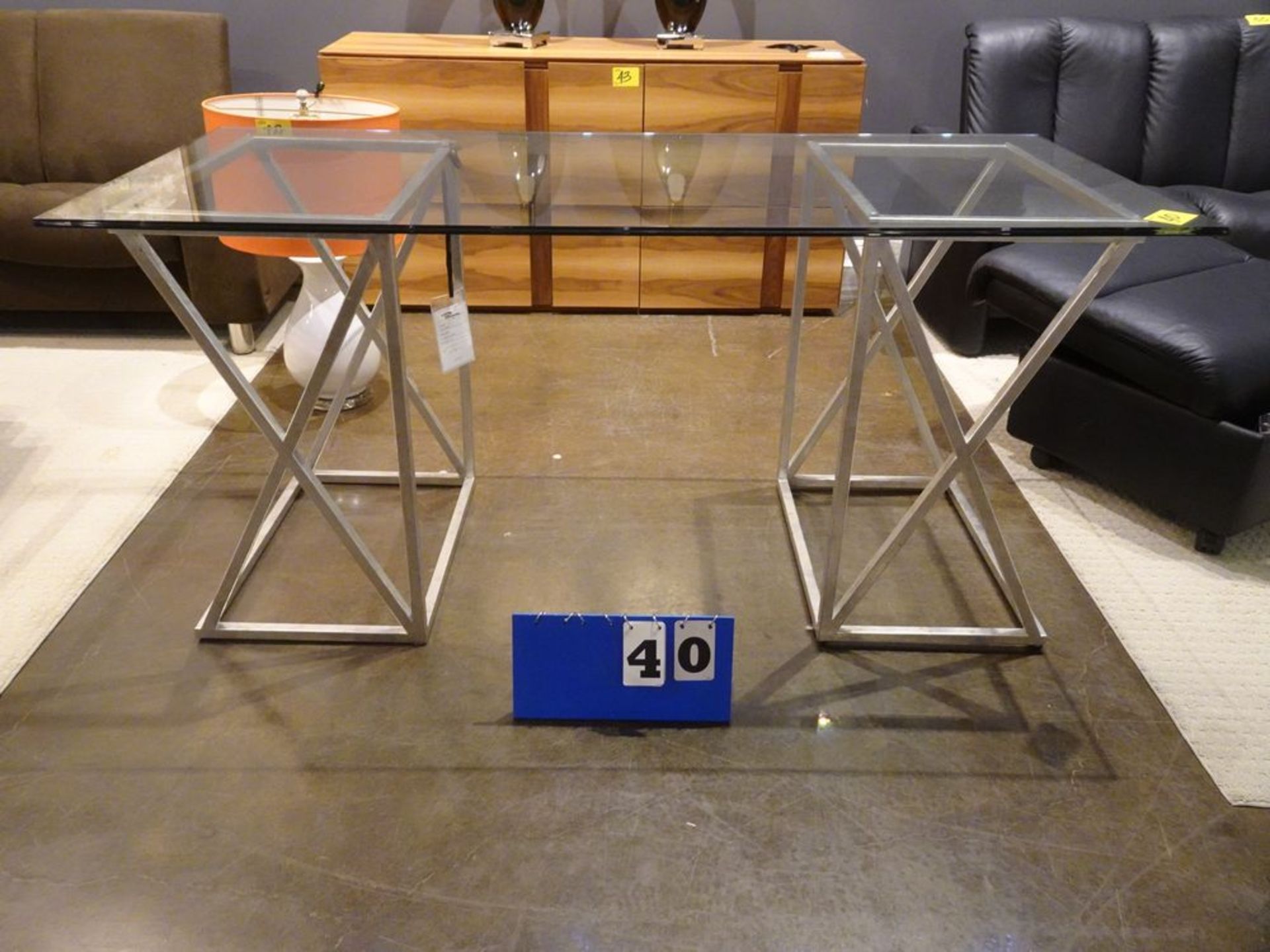 WROUGHT IRON DESK W/ GLASS TOP (MSRP $2170)