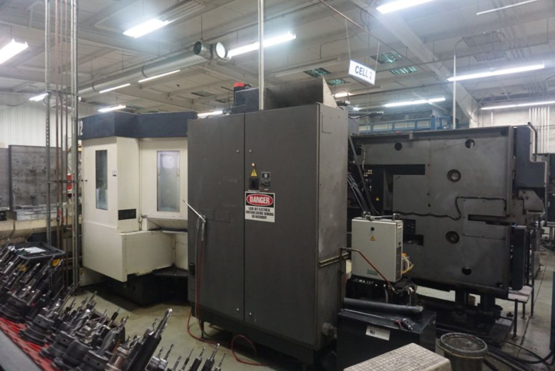 Complete (3) Makino MC98-A120 4-Axis HMC (28) Pallet FMS, Fanuc 16 Pro ...
