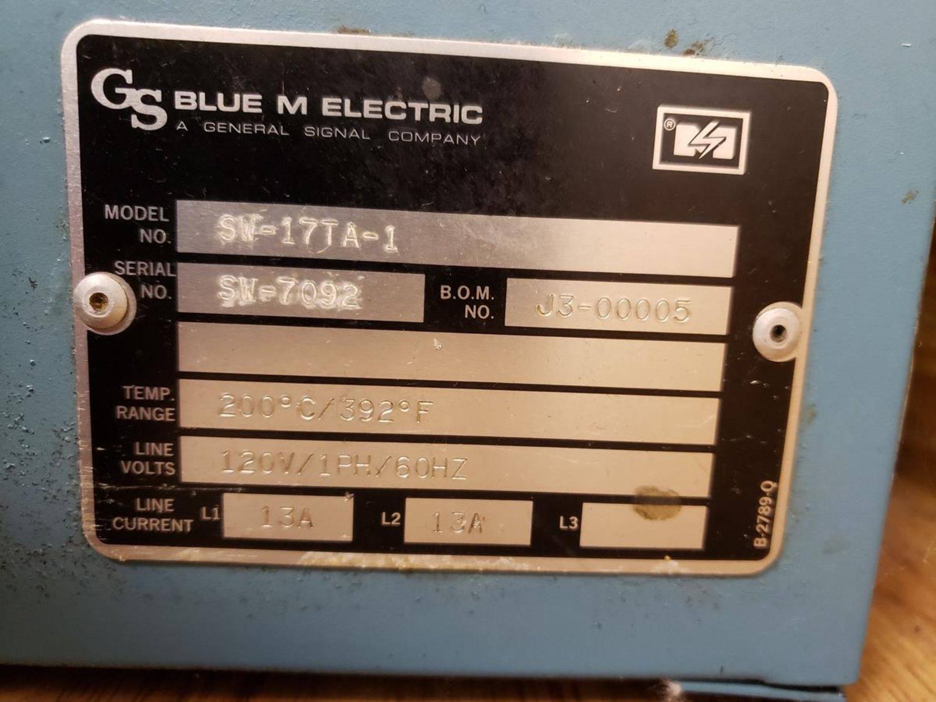 GS Blue M Electric Laboratory Oven, M# SW-17TA-1 | Required Rigging and ...