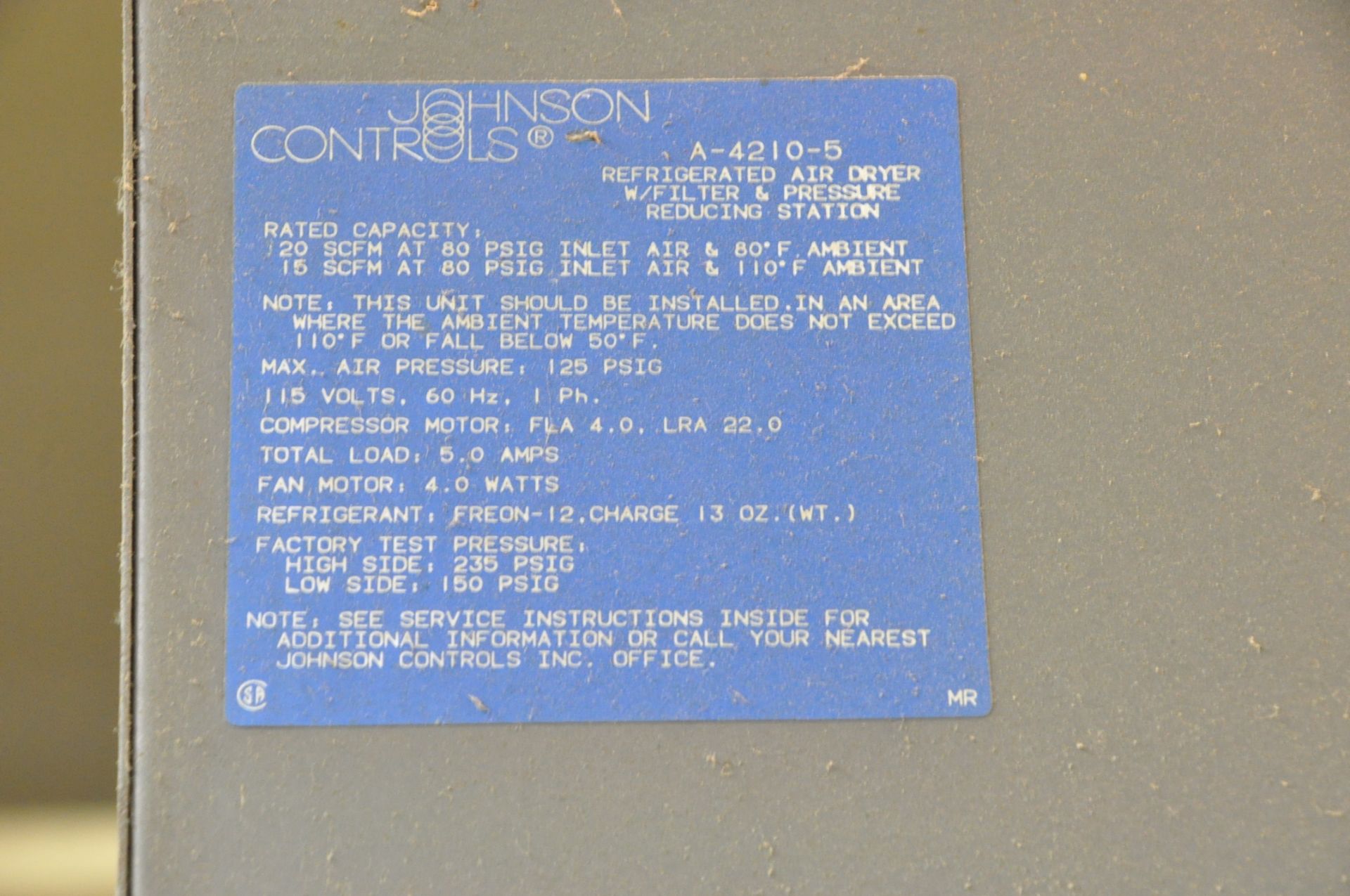 Johnson Controls Refrigerated Compressed Air Dryer