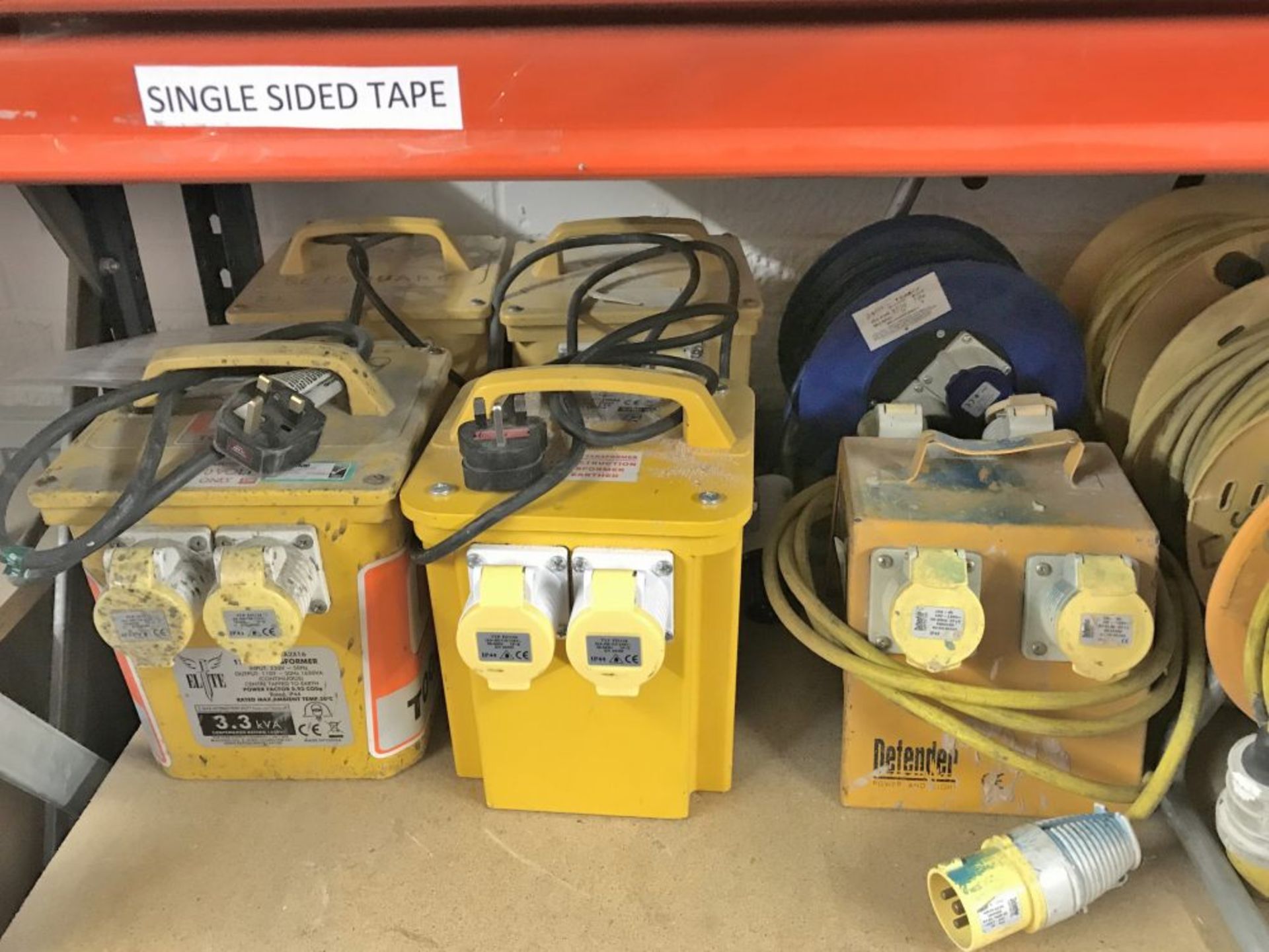 14 site transformers, 14 110V extension cables and 4 crates of 110V cable