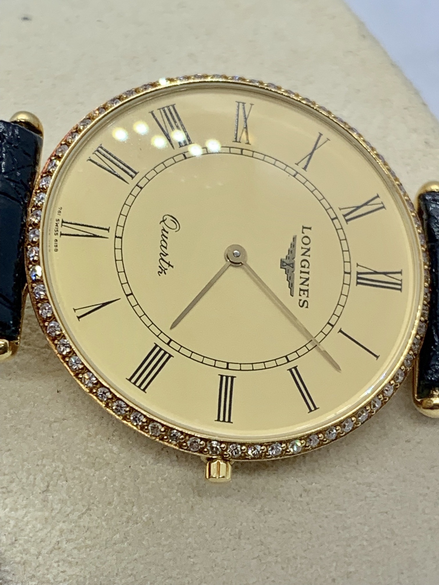 LONGINES ULTRA THIN MIDSIZE 18ct GOLD & DIAMOND WATCH