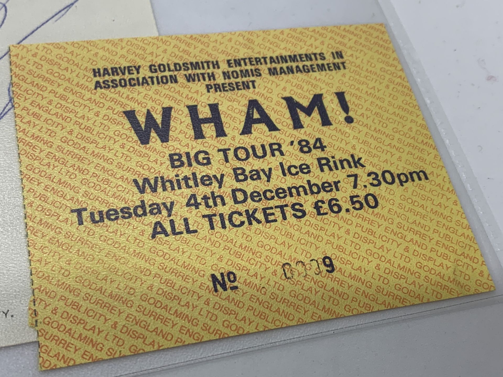 ORIGINAL WHAM CONCERT TICKET & SIGNED HOTEL LETTERHEAD - SIGNED BY ...