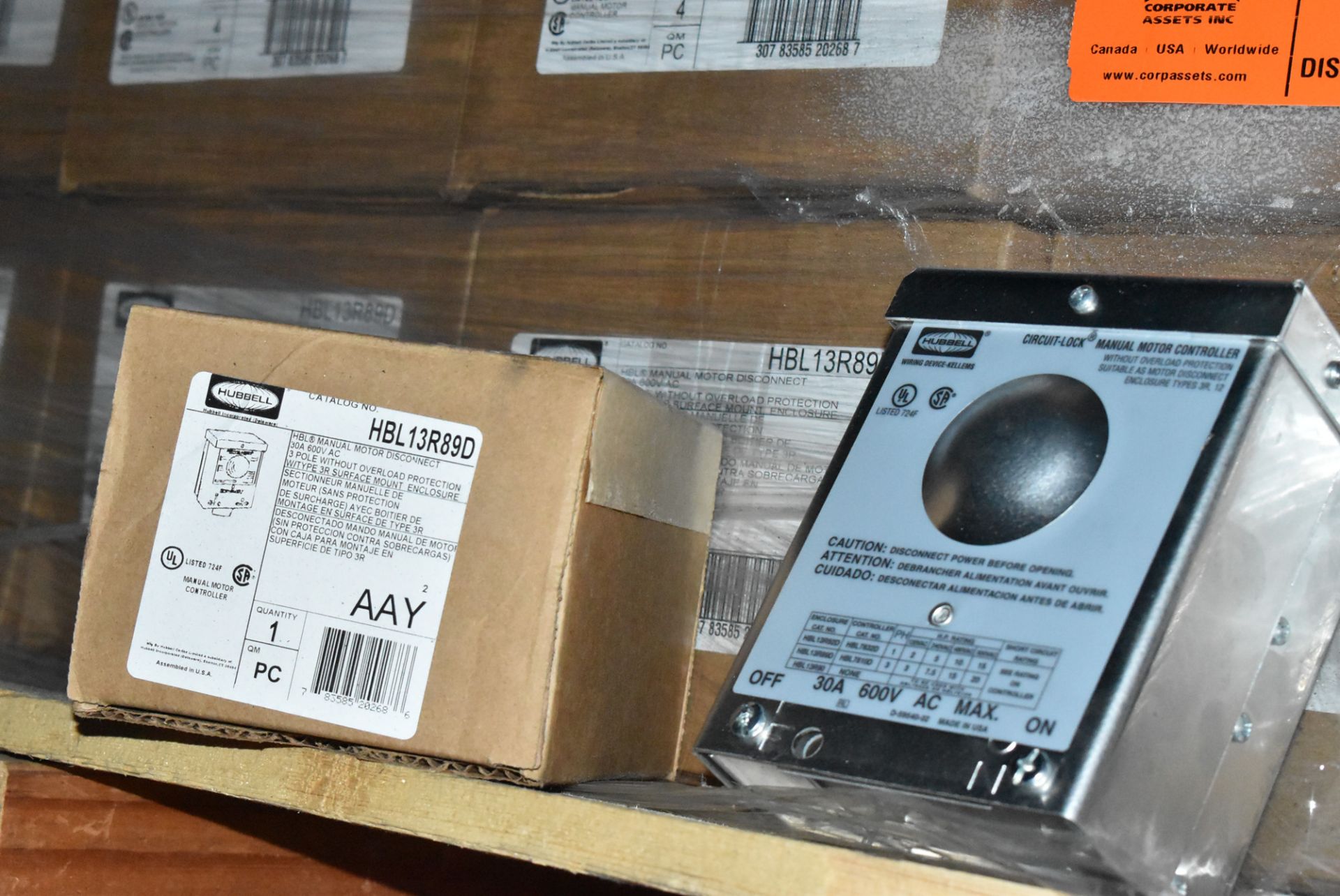 LOT/ (120) HUBBELL HBL13R89D 30A MANUAL MOTOR DISCONNECT BOXES (LOCATED ...