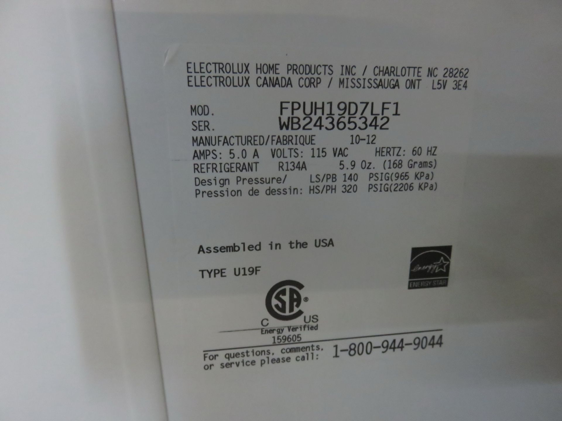FRIGIDAIRE FPUH19D7LF1 STAINLESS STEEL SINGLE DOOR FREEZER