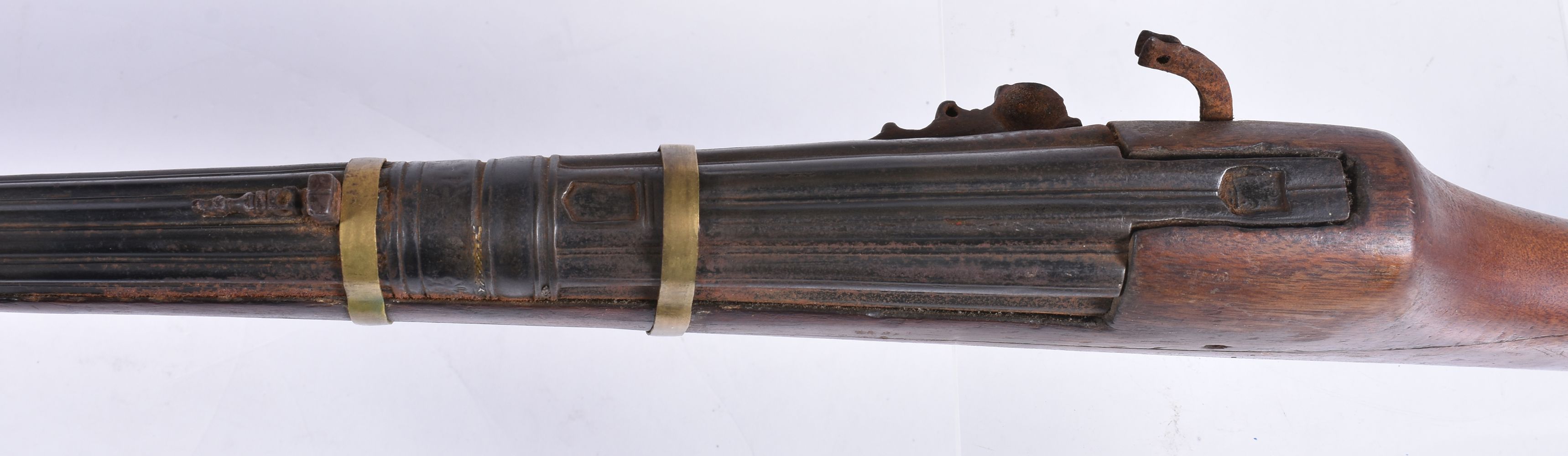 An Indian matchlock jezail, 19th century, the 122cm long brass-bound ...