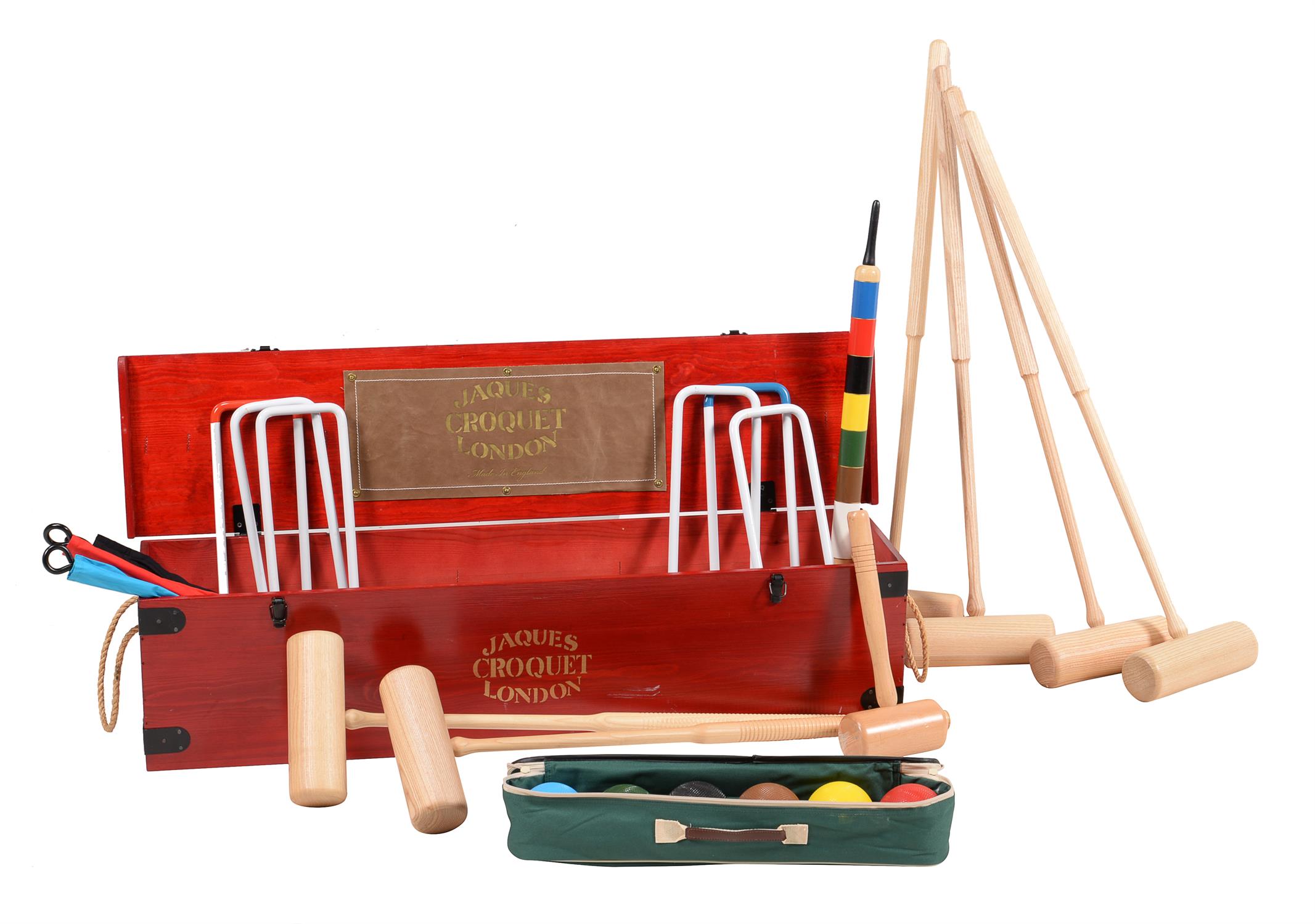 A Jacques croquet set, modern, for six, with four ash 'Woodstock ...