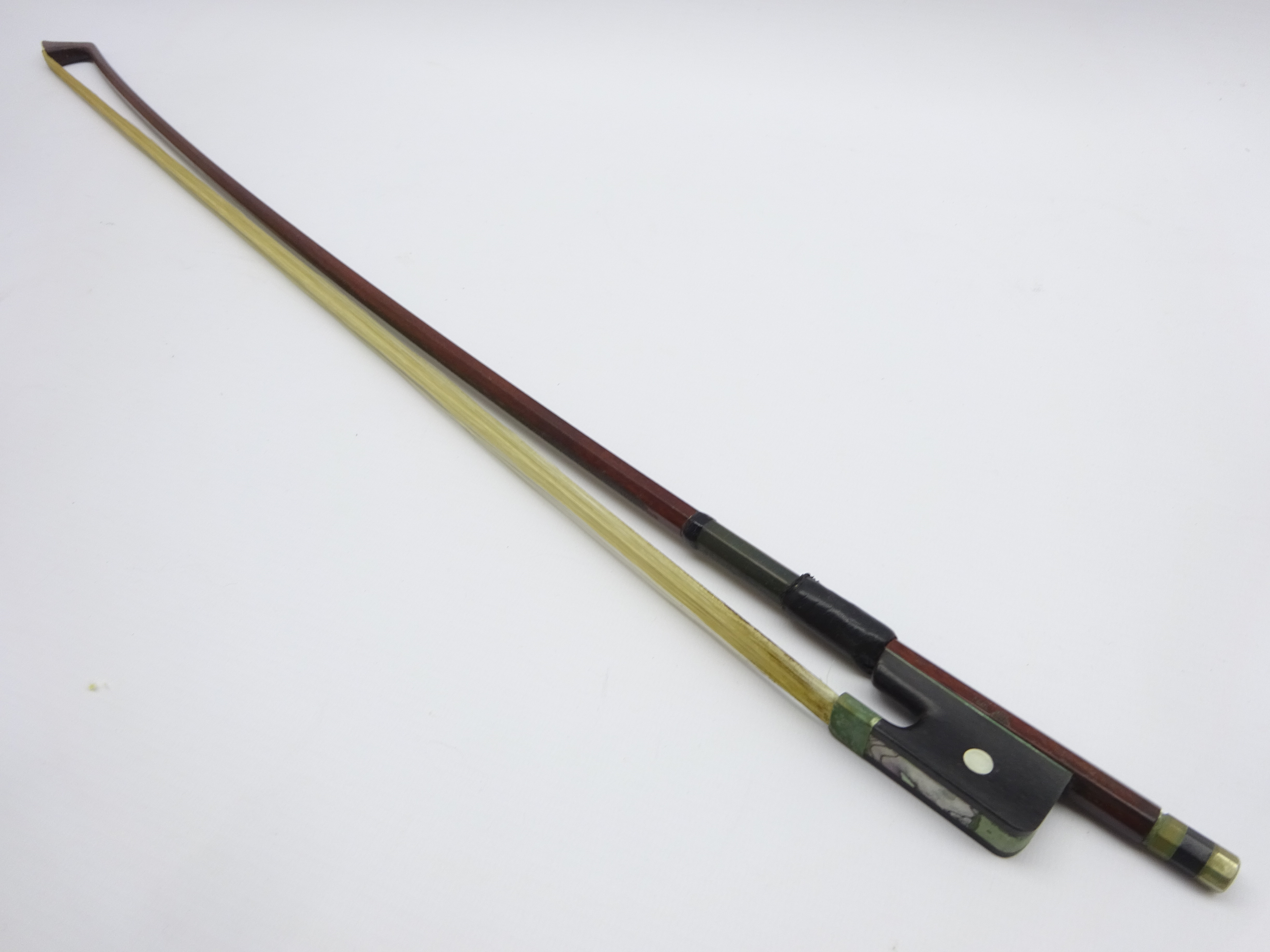 Violin bow marked 'Paul Keil' with nickel mounts and ebony frog L71cm ...