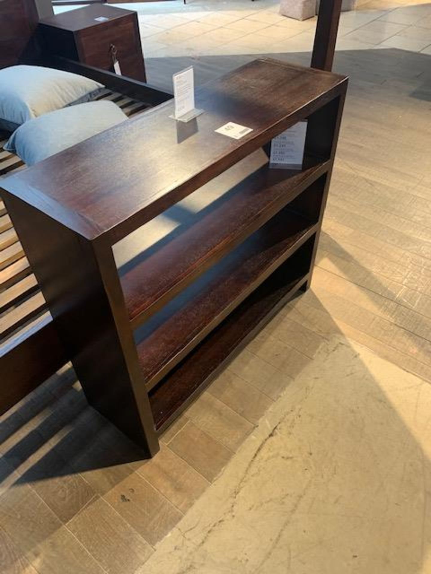 Lombok Seba solid teak small bookcase W100cm D32cm H90cm RRP £570