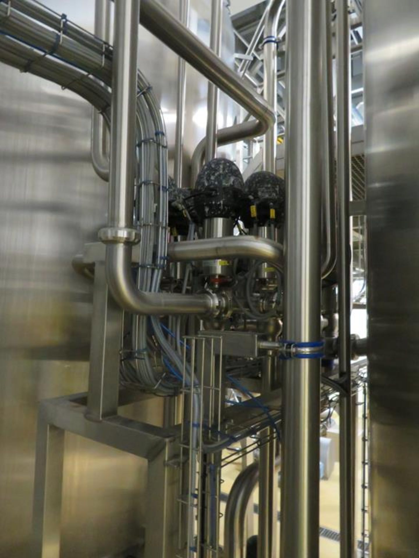 2 x stainless steel 10,000 litre whey buffer tanks approx 2.25m dia, 4m ...