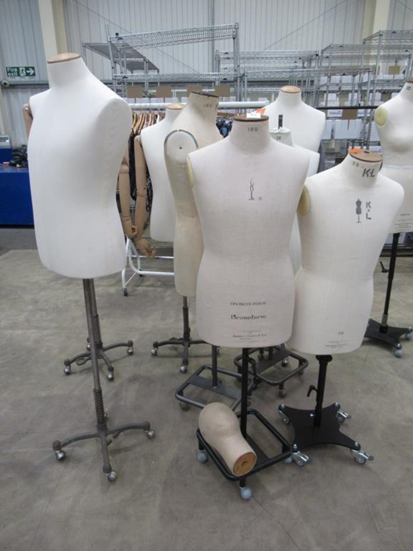 8 x various mobile male mannequins to include half and three quarter torsos