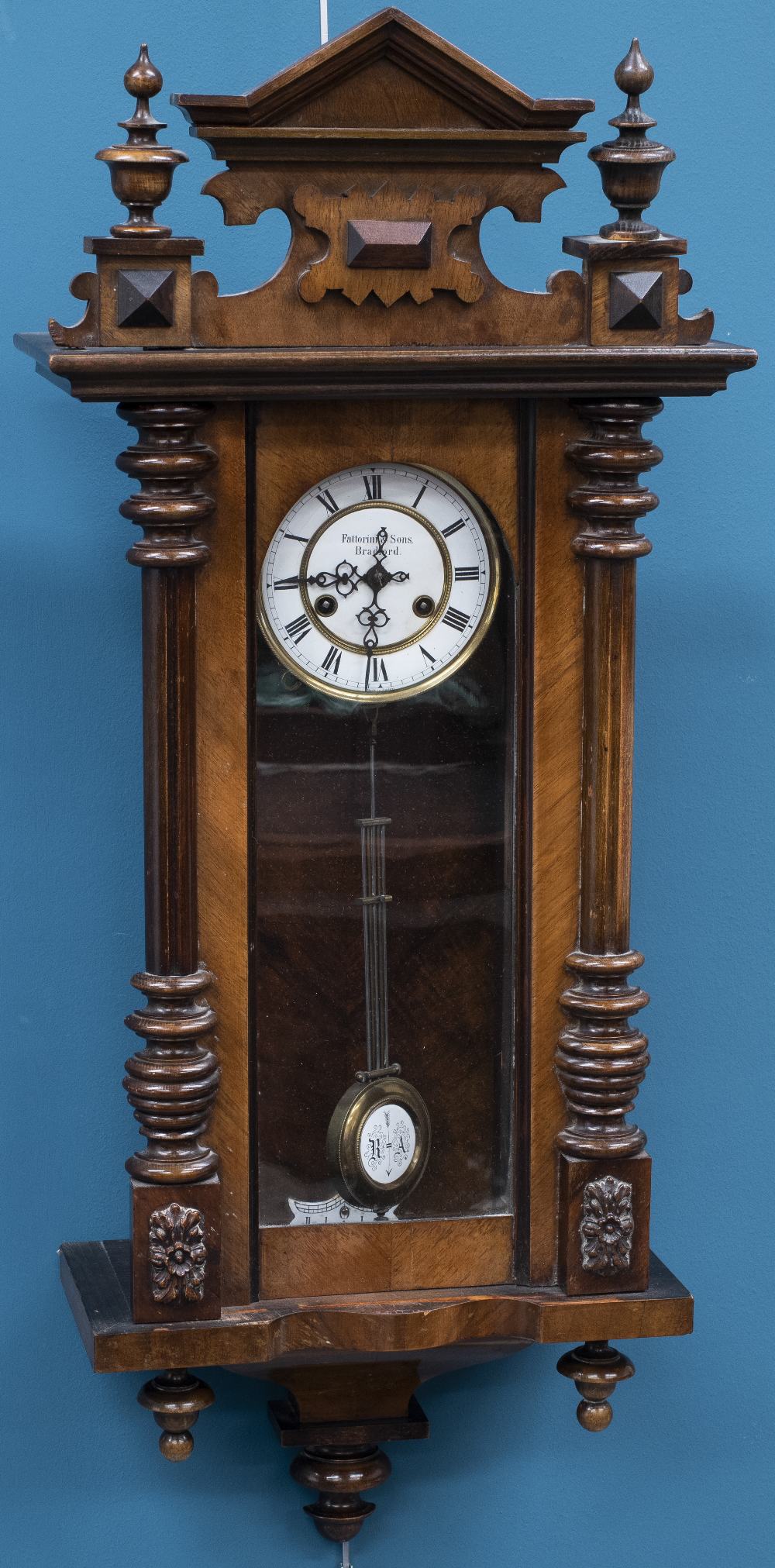 A LATE 19TH CENTURY MUSICAL VIENNA PATTERN WALL CLOCK, SIGNED FATTORINI ...