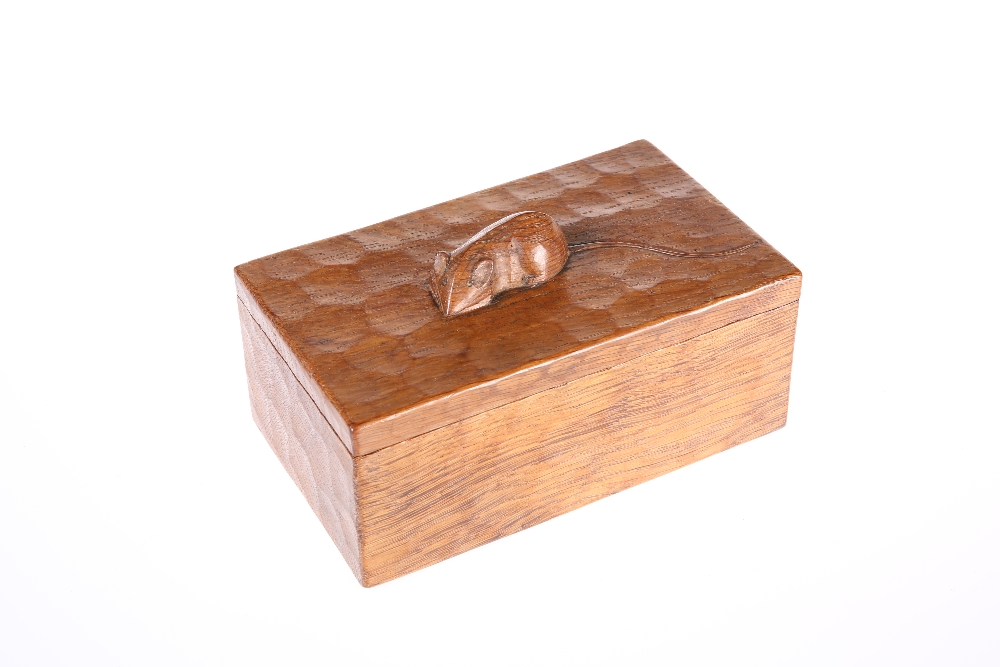 ROBERT THOMPSON OF KILBURNA MOUSEMAN OAK TRINKET BOX, MID 20TH CENTURY ...