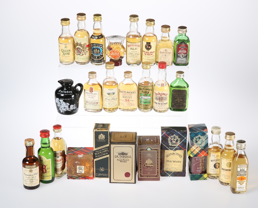 TWENTY-SEVEN MINIATURE BOTTLE WHISKY COLLECTION, including Dunhill ...