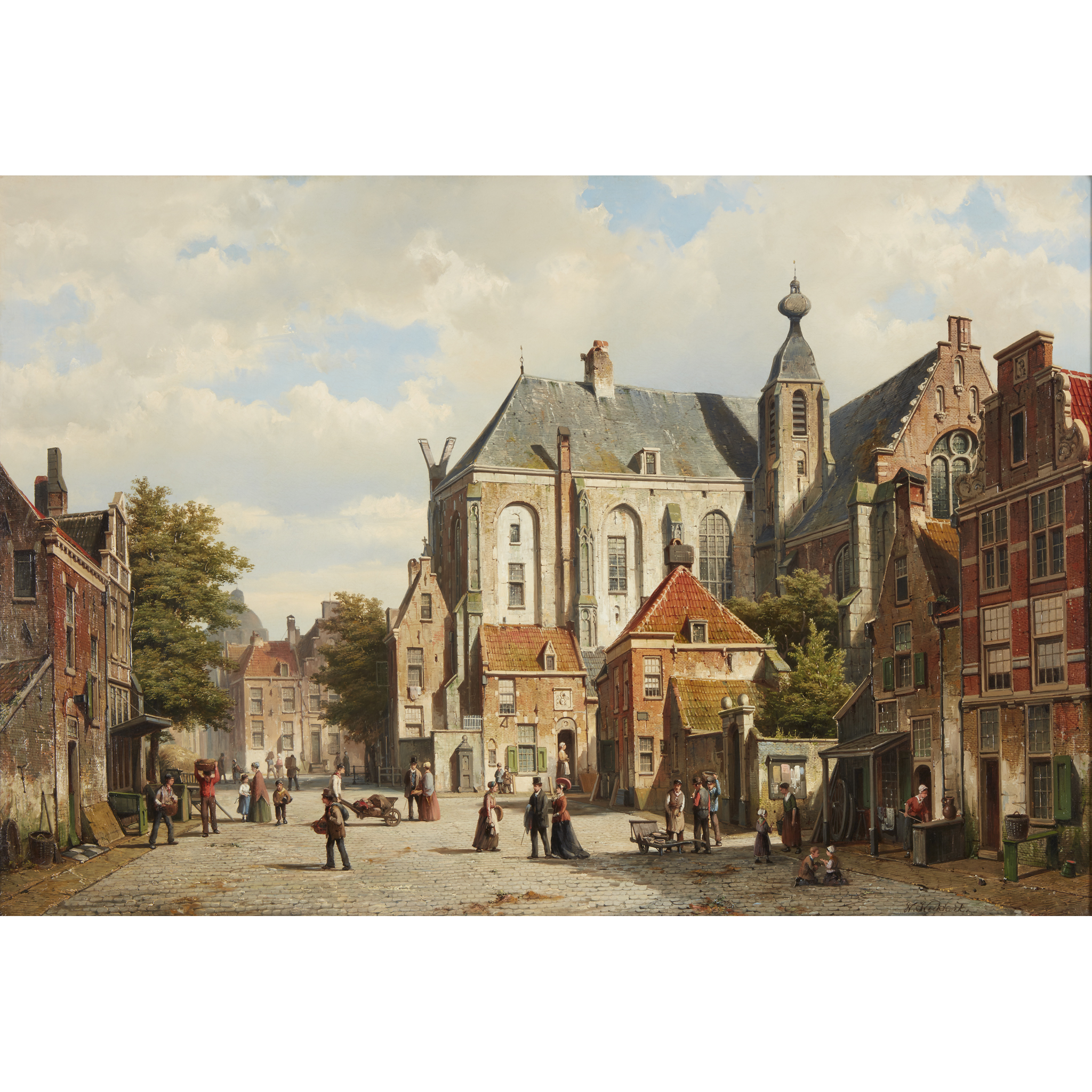 Willem Koekkoek (Dutch, 1839–1895)A Busy Street in a Dutch TownSigned ...