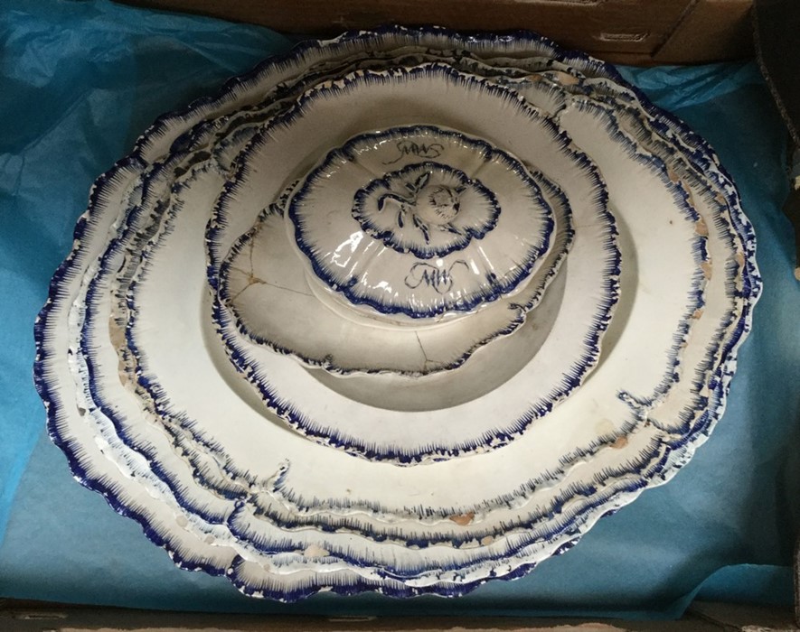 A group of late eighteenth, early nineteenth century blue and white ...