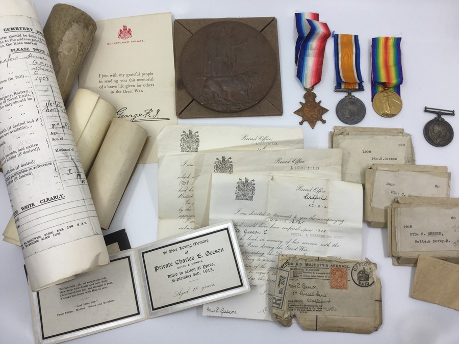 WW1 British Death Plaque and Scroll, 1914-15 Star, British War Medal ...