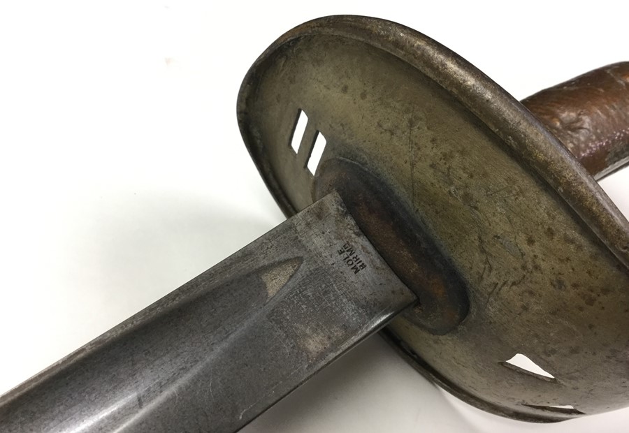 British 1864 pattern Cavalry Sword. 90cm single edged fullered blade ...