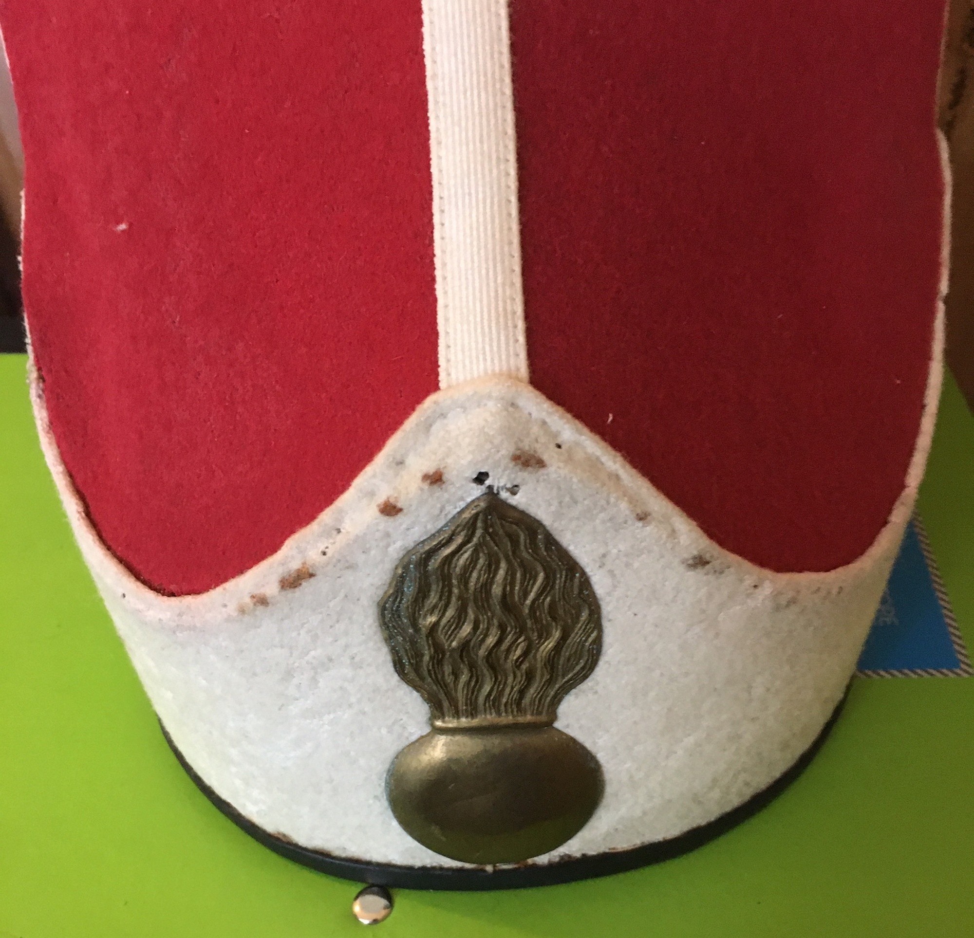 Prussian Grenadier Mitre Hat - 11" tall.The hat some age wear so please ...