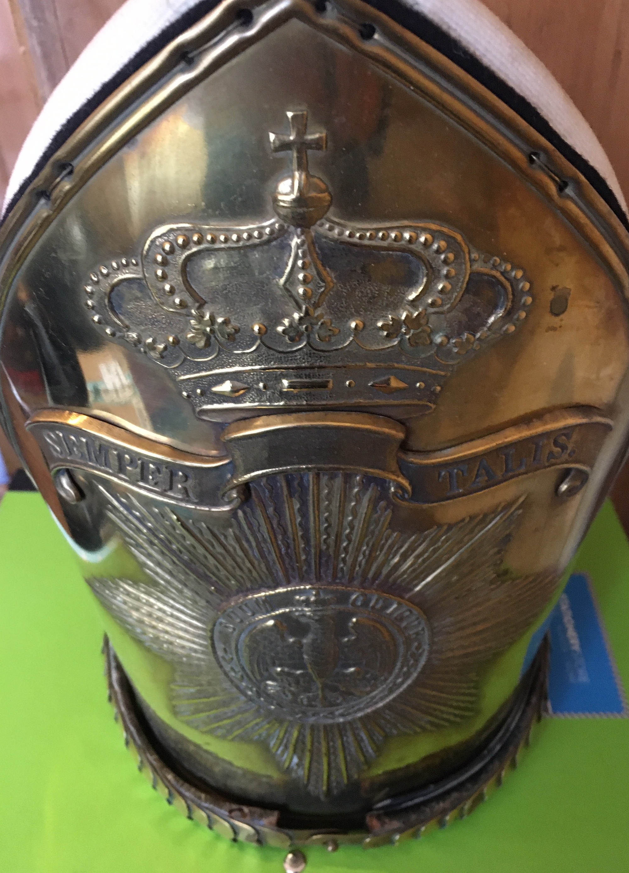 Prussian Grenadier Mitre Hat - 11" tall.The hat some age wear so please ...