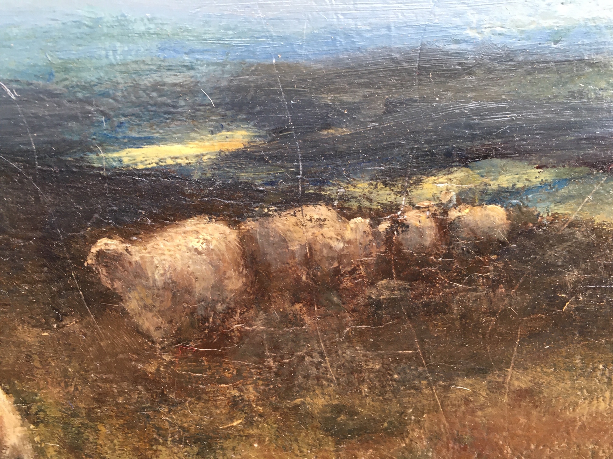 Archibald David Reid Oil on Canvas Landscape Painting of Sheep and ...