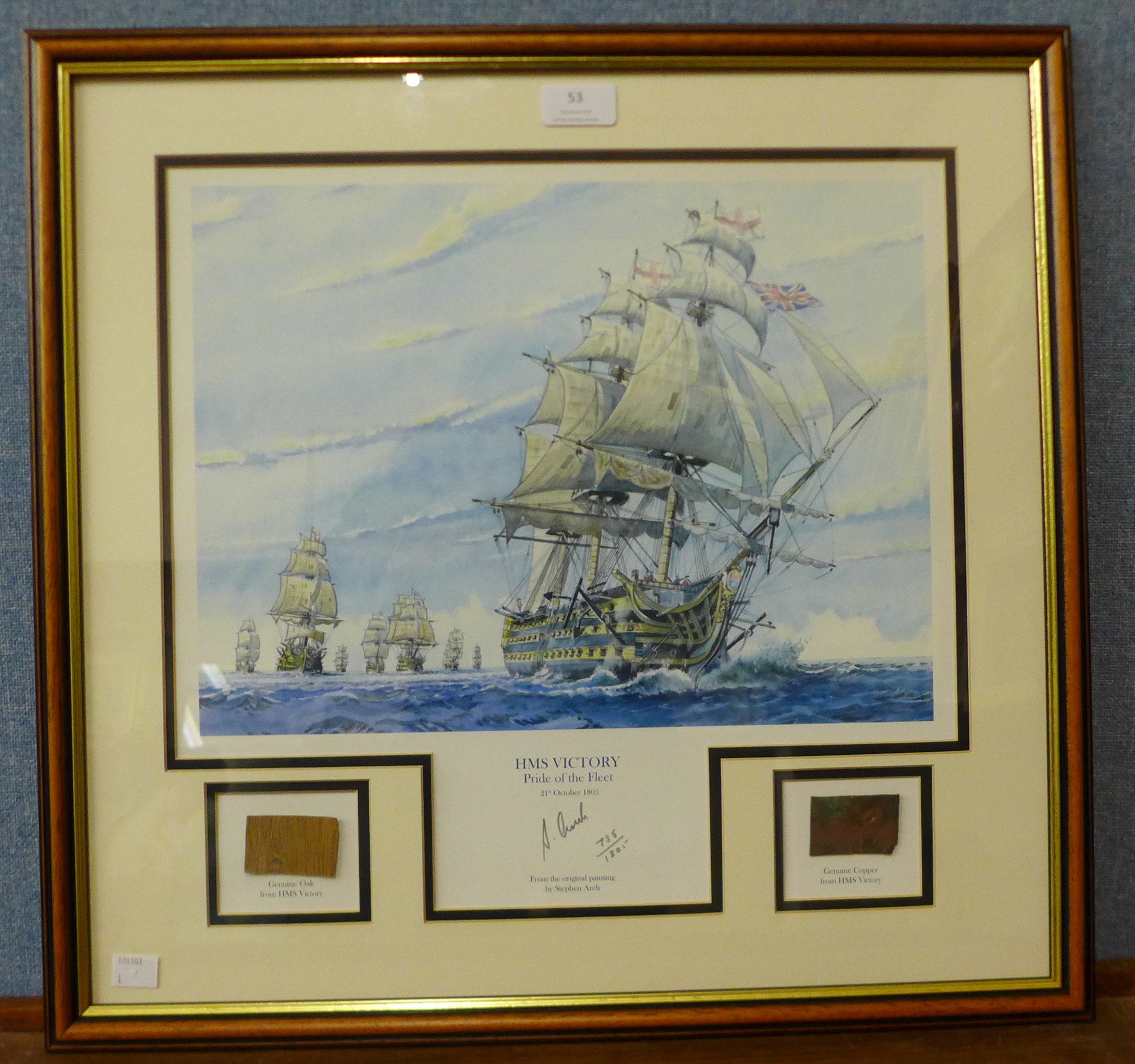 A signed Stephen Arch limited edition print, HMS Victory, Pride of the ...