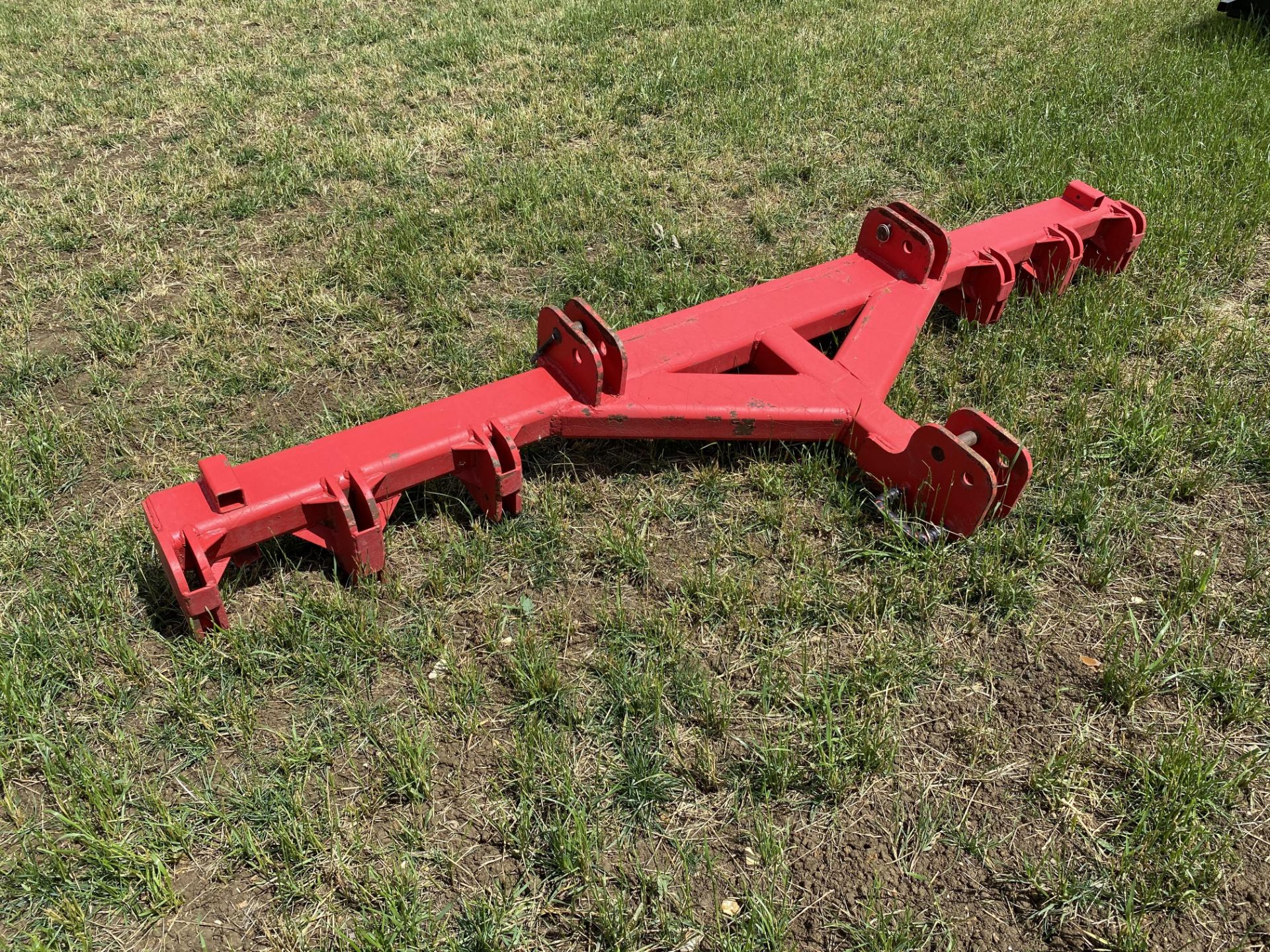 Linkage mounted frame for wheel track eradicator. To hold six tines. M