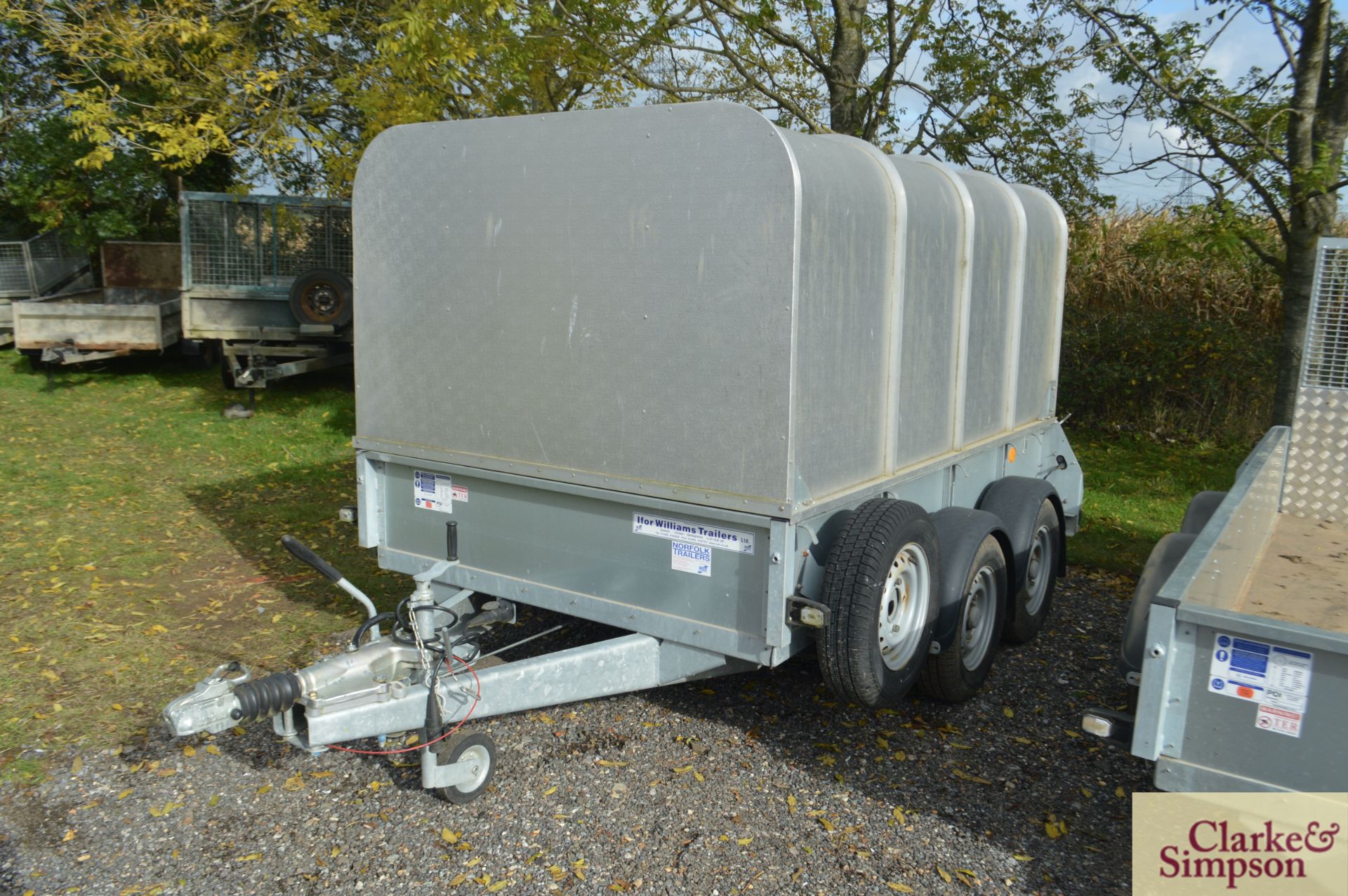 Ifor Williams 2HB GD85 8ftx5ft twin axle trailer. With livestock canopy ...