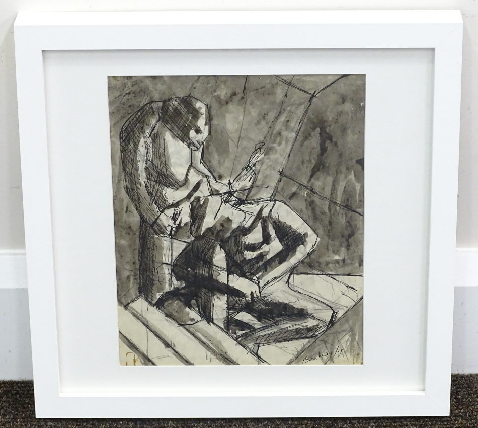 David Gersham-Bomberg (1890-1957). Figures on staircase/study drawing ...