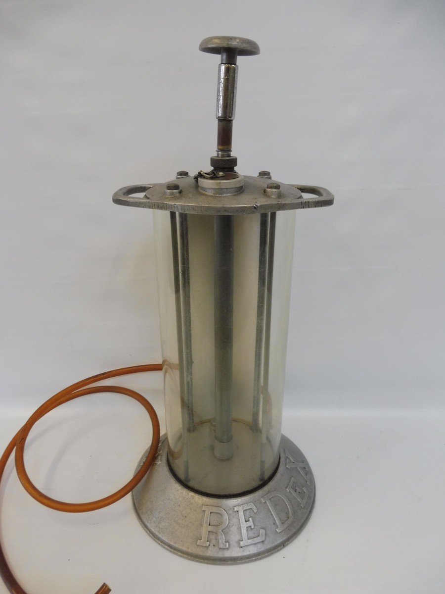 A Redex forecourt one shot dispenser with glass barrell.