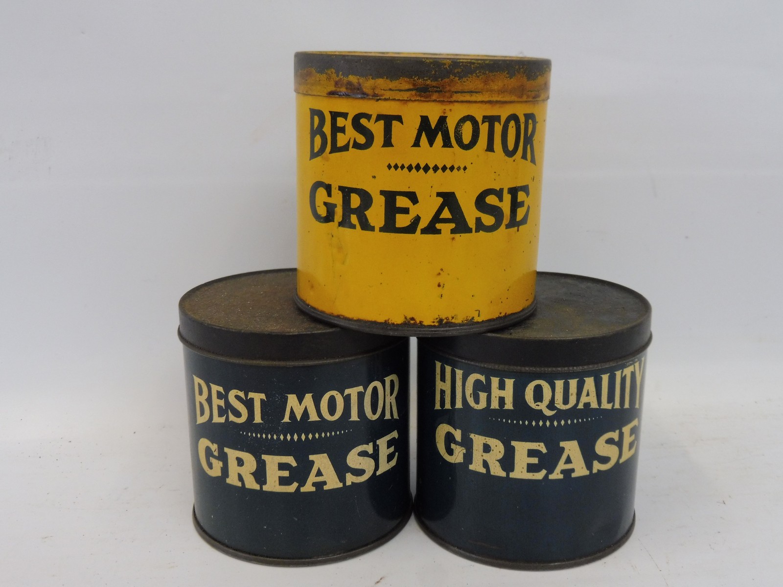 A trio of unusual 1lb grease tins, in good condition.