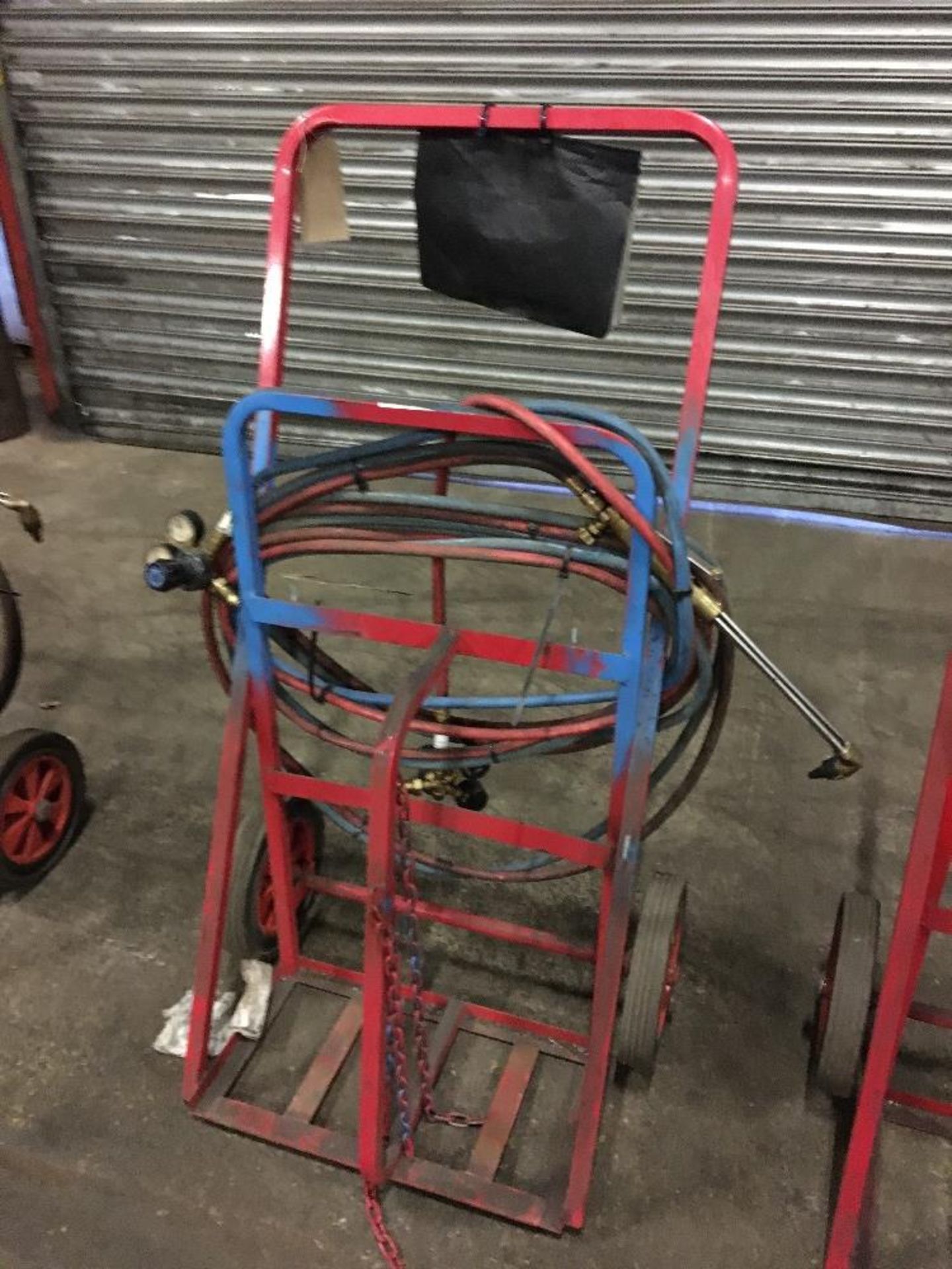 Oxyacetylene welding trolley c/w Hoses, Torch & Regulators