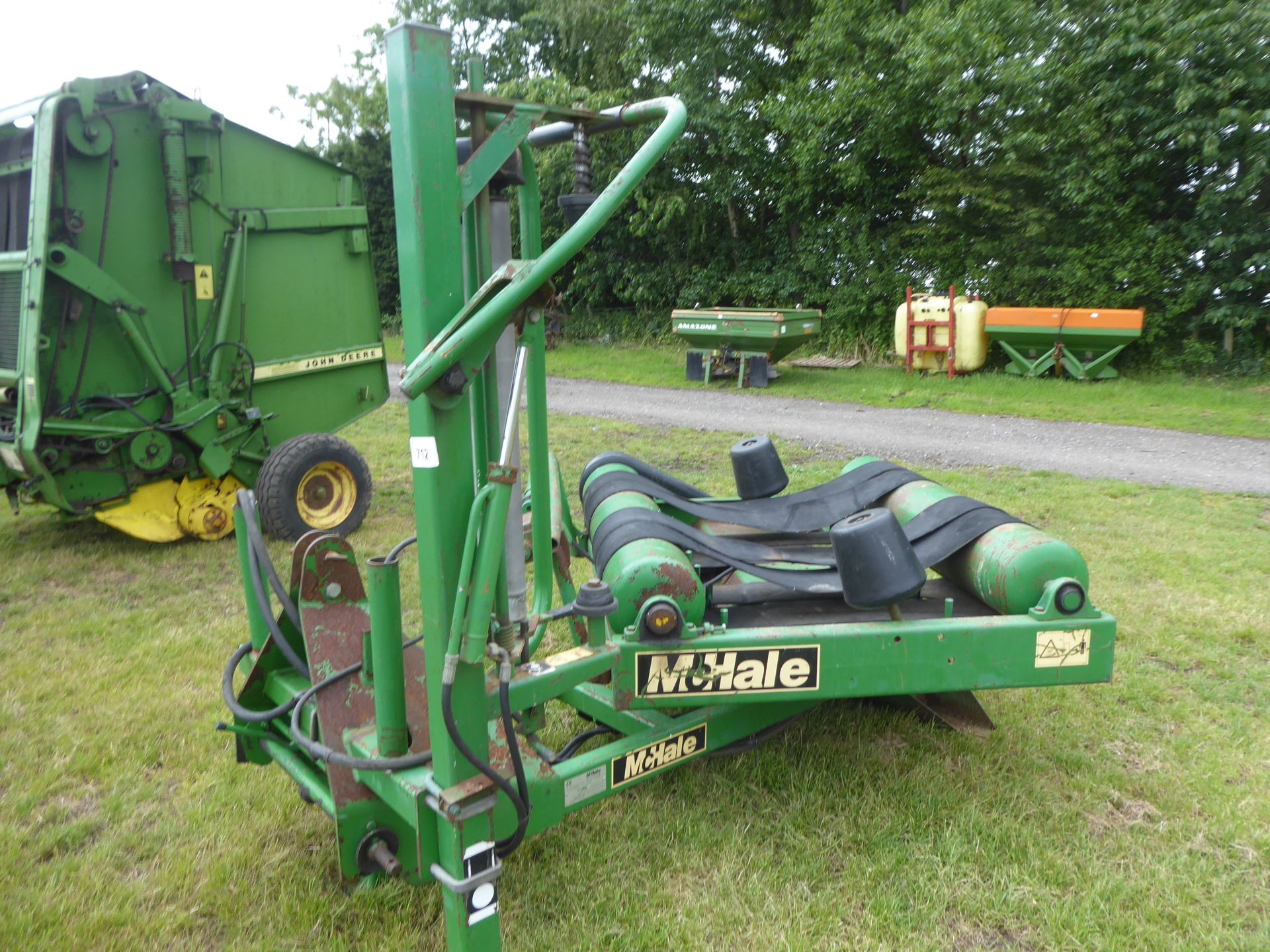 McHale 991 LBER round bale wrapper with remote and control box, 1998