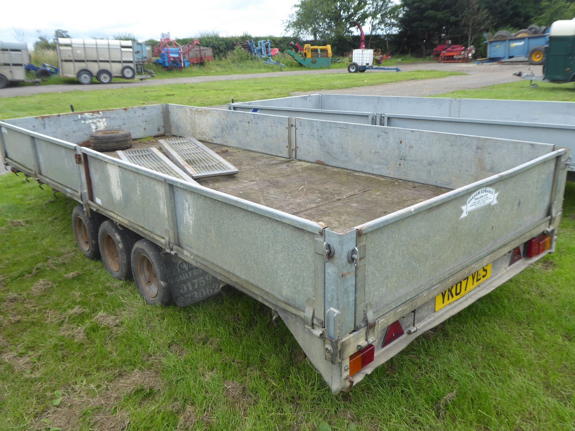 Graham Edwards 16ft tri-axle flat bed trailer with removable sides ...