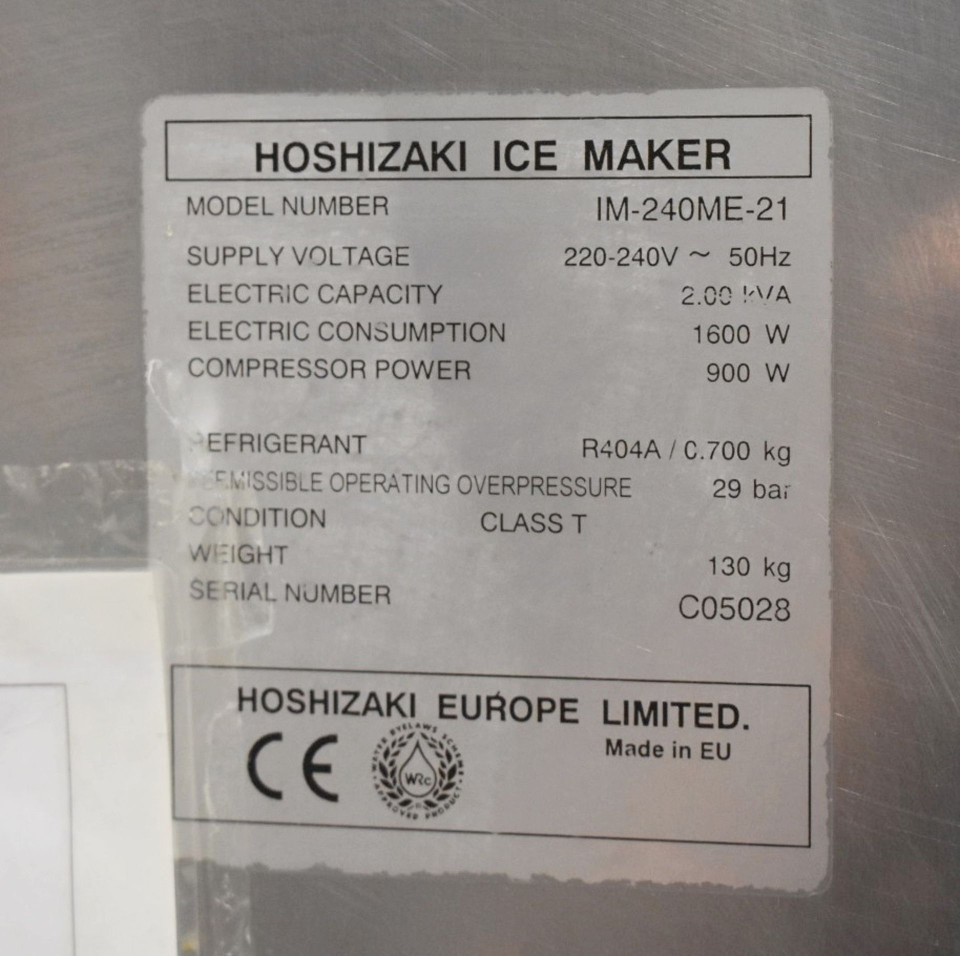 1 x Hoshizaki Ice Maker - Model IM-240ME-21 - H170 x W84 x D79 cms ...