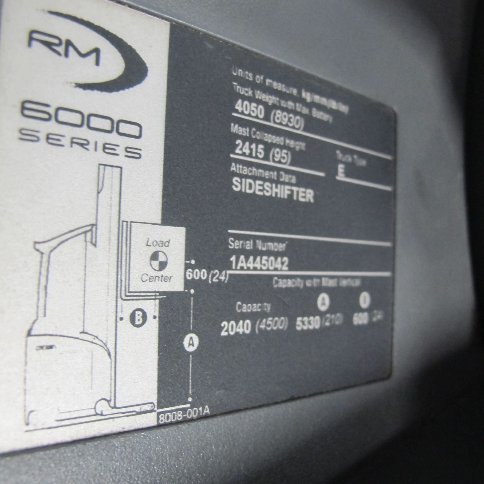 2015 CROWN ELECTRIC REACH TRUCK RM6025-45TT, S/N: 1A445042, 4,500LB CAP ...