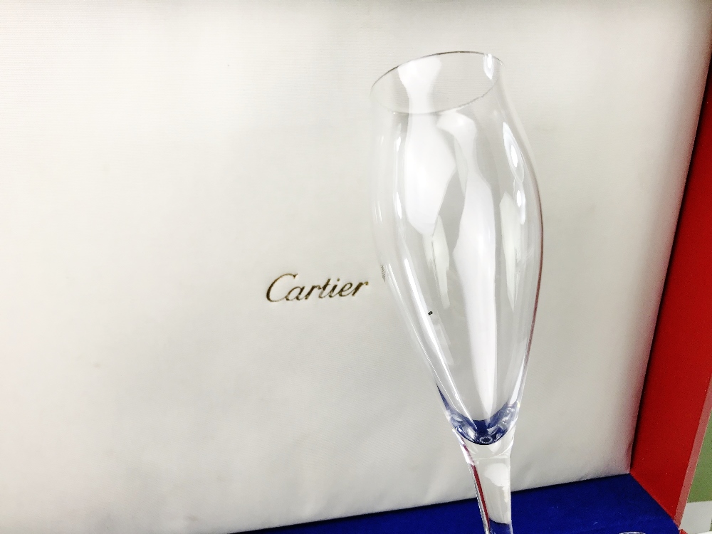 Cartier Crystal Champagne Tulip Glasses / Original Cartier Case.