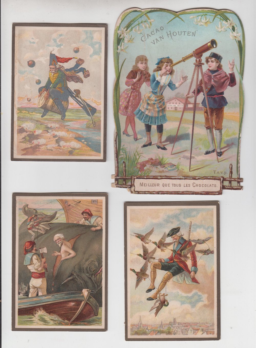 Trade cards, Netherlands, Van Houten, 8 large advertising cards, mostly ...