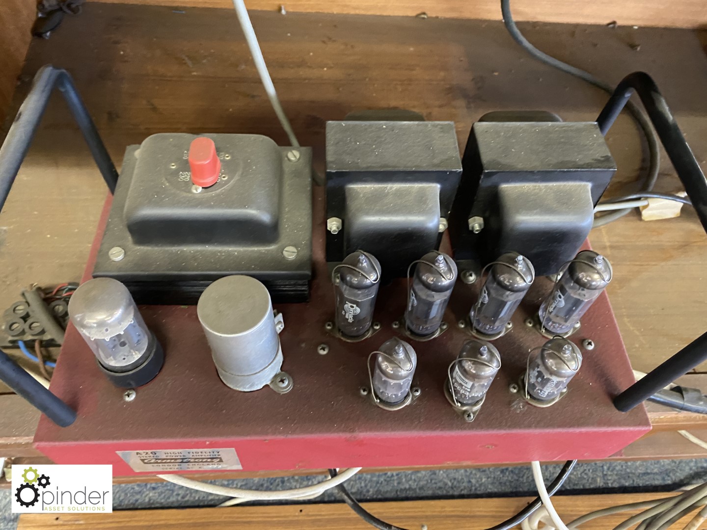 Mobile 1960s style DJ Desk comprising Garrard turntable, Vortexion 4/15 ...