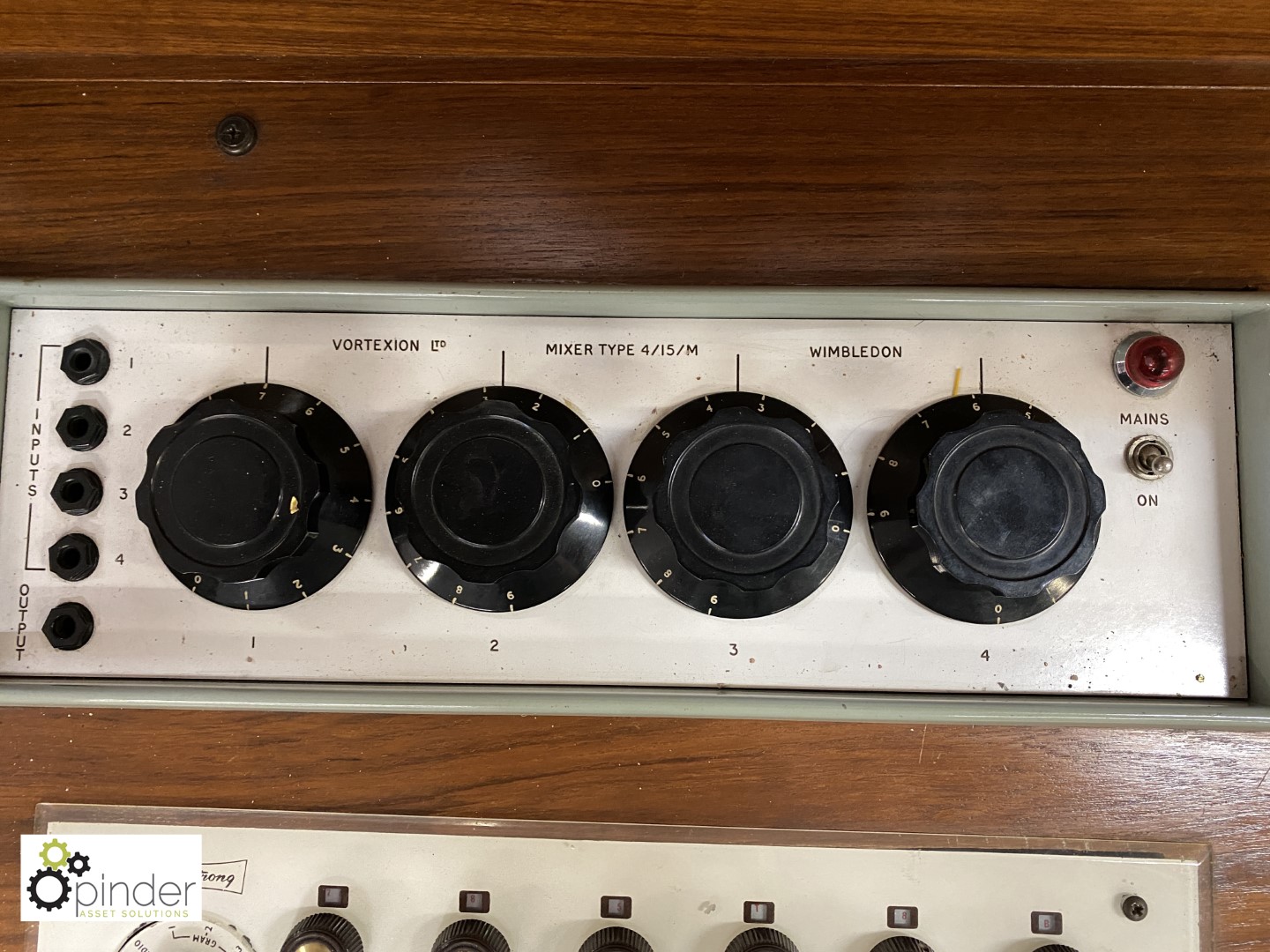 Mobile 1960s style DJ Desk comprising Garrard turntable, Vortexion 4/15 ...