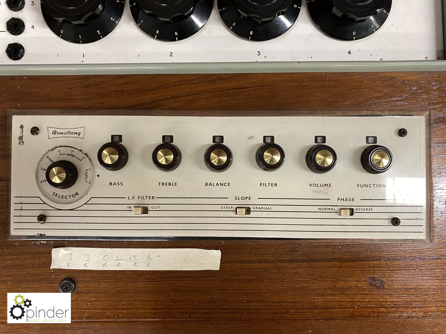 Mobile 1960s style DJ Desk comprising Garrard turntable, Vortexion 4/15 ...